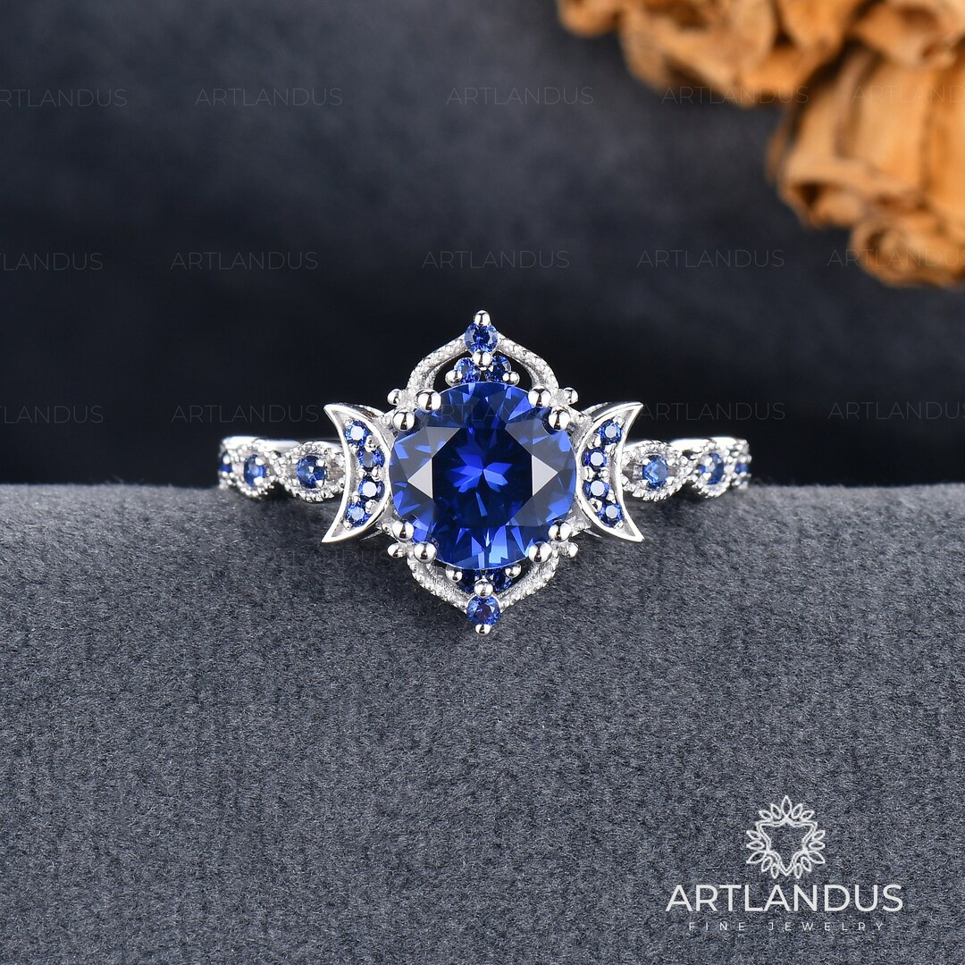 Sapphire Engagement Ring Lab Sapphire Vine Moon Ring Sailor Moon ...