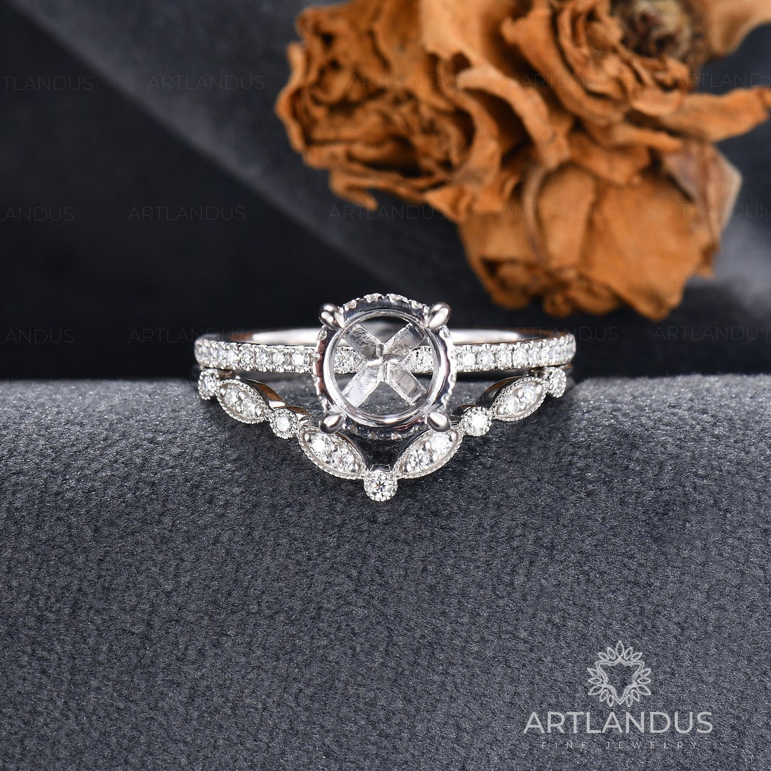 Custom Diamond Ring Setting 2pcs Classic Style Four Claws Semi Mount ...