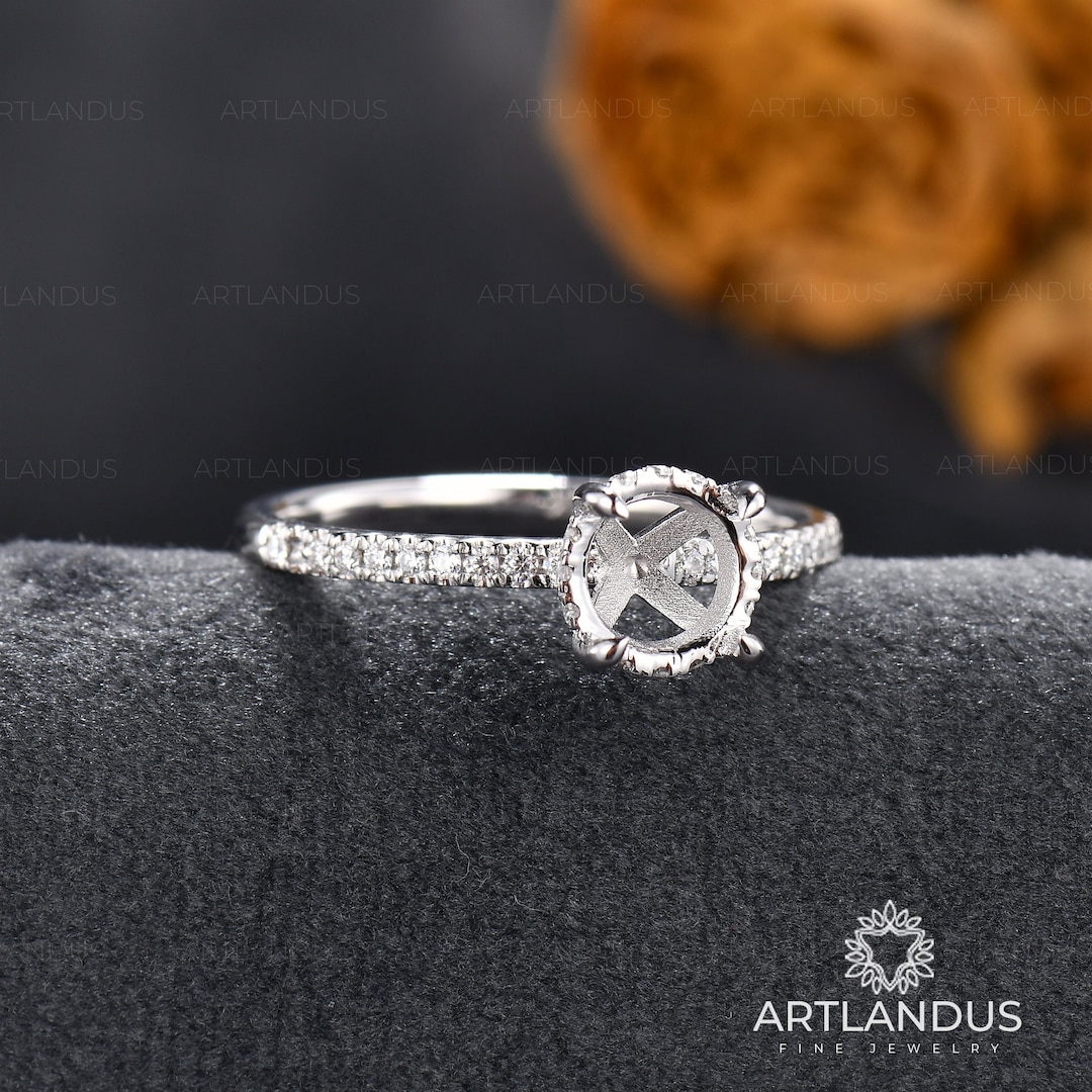 Custom Semi Mount Engagement Ring Setting Ring Setting Hidden Halo Ring ...