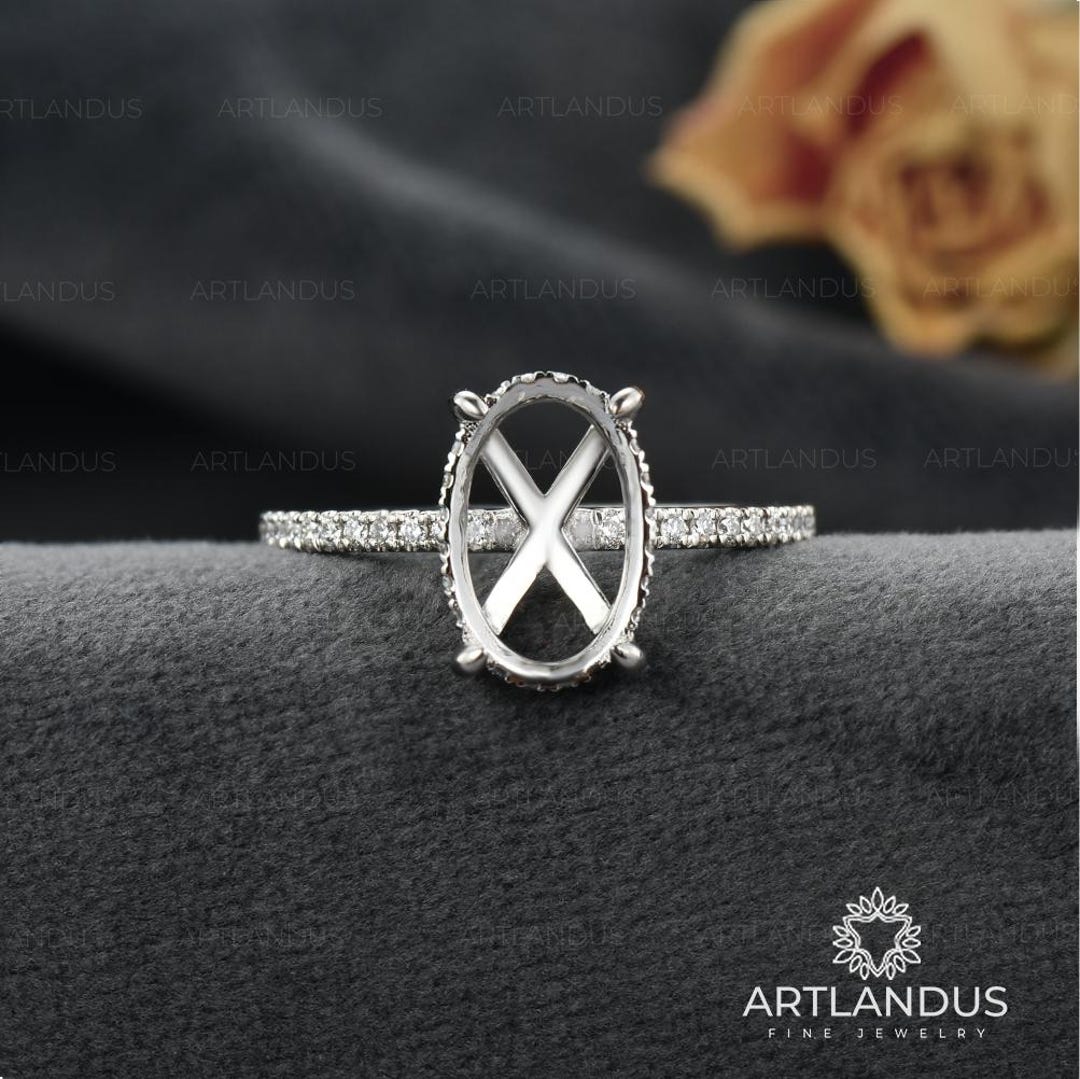 Custom Semi Mount Oval Cut Engagement Ring Setting Ring Setting Hidden ...