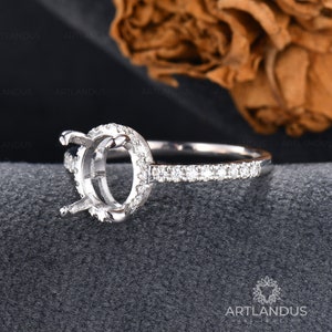 White Gold Diamond Ring Setting Custom Semi Mount Oval Cut Ring Setting ...
