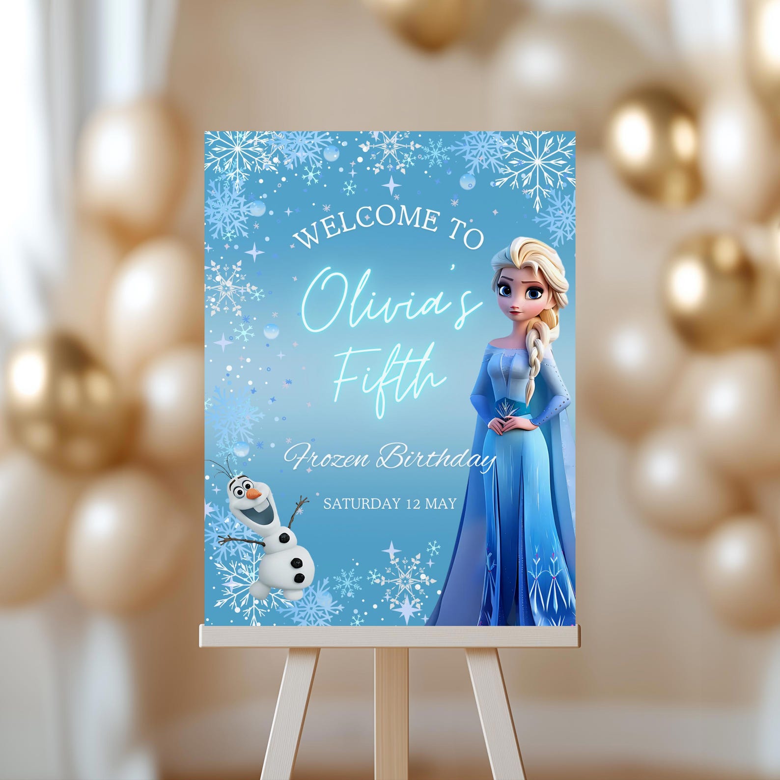 Frozen Birthday Welcome Sign, Princess Birthday Sign, Princess Elsa ...
