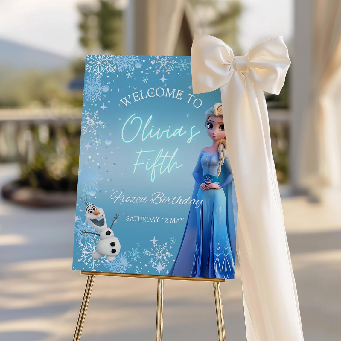 Frozen Birthday Welcome Sign, Princess Birthday Sign, Princess Elsa ...