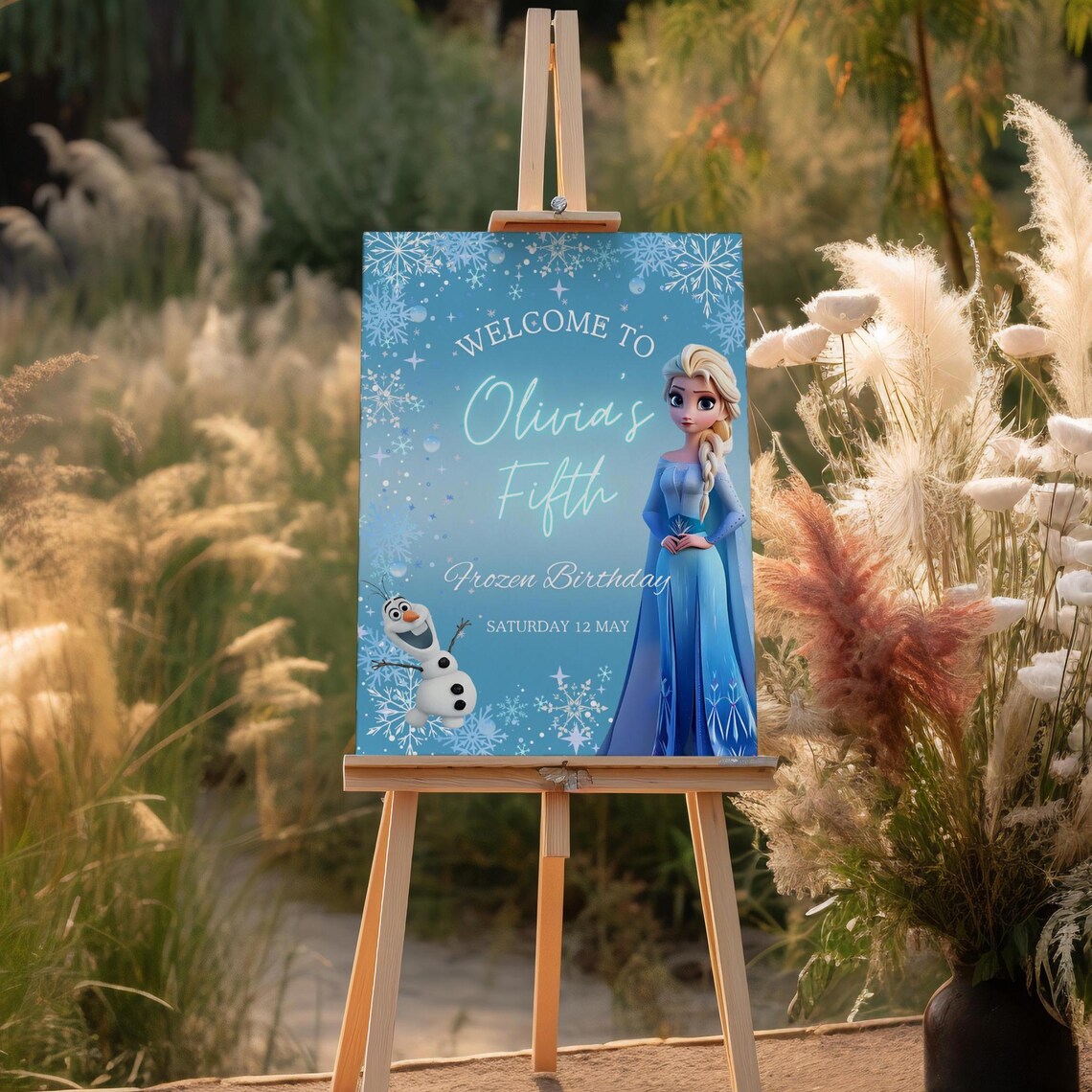 Frozen Birthday Welcome Sign, Princess Birthday Sign, Princess Elsa ...
