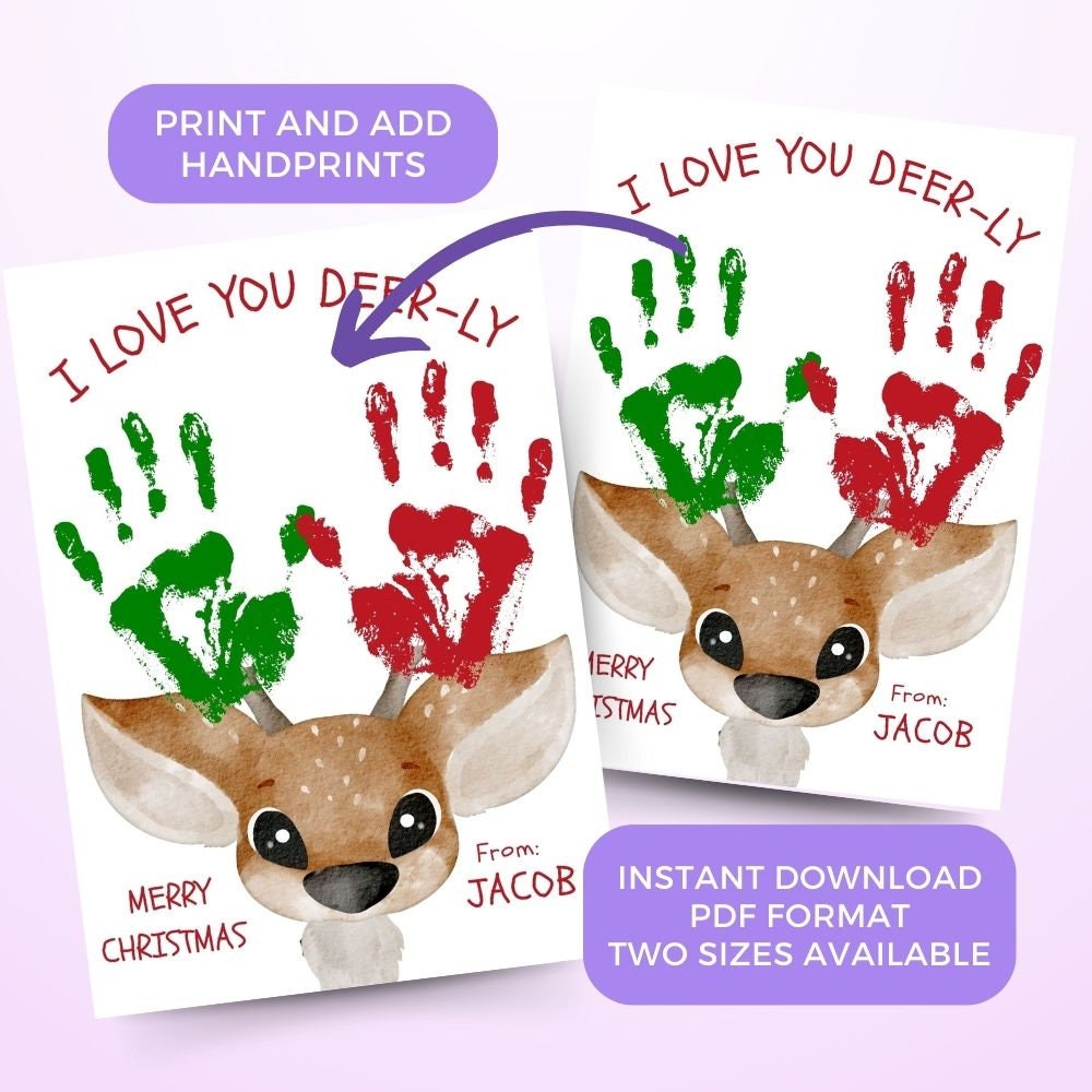 Printable Handprint Art christmas Digital Download Gift I Love You Deer ...