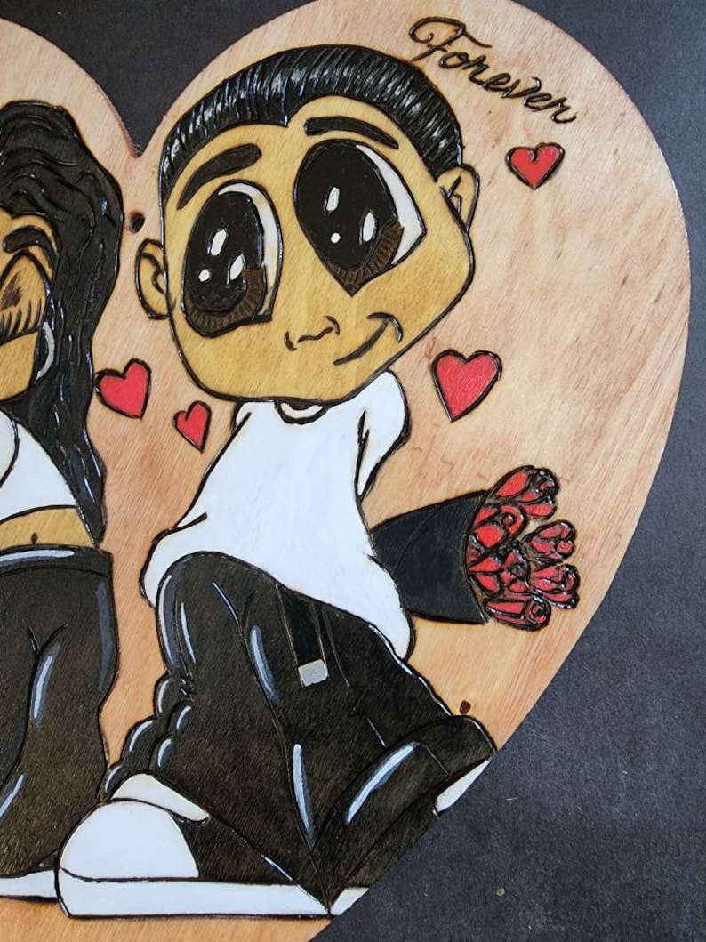 Chicano Love Heart In Color Anniversary Couple Art Custom Etsy
