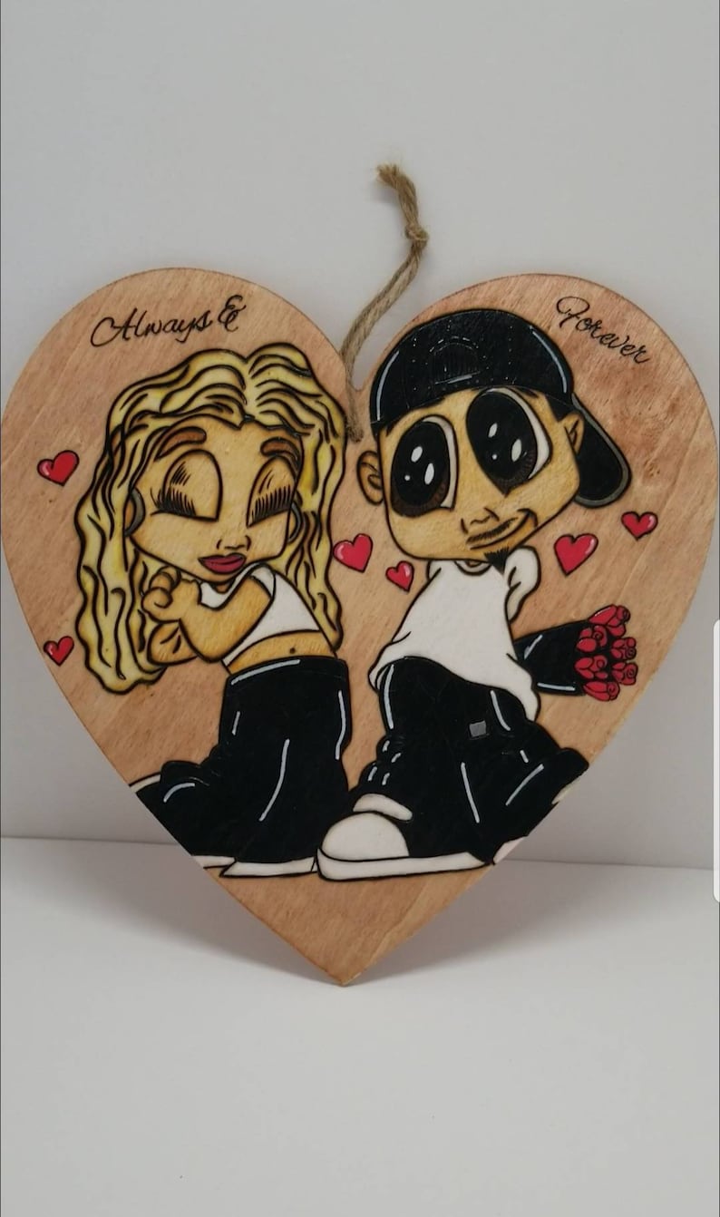Chicano Love Heart In Color Anniversary Couple Art Custom Etsy