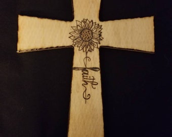 Sunflower Cross Pyrography - Etsy