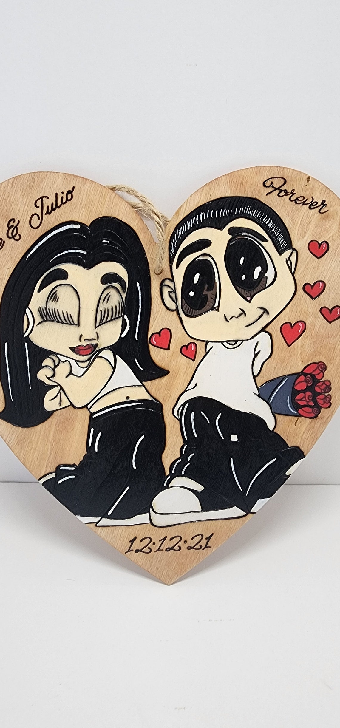 Chicano Love Heart (in Color), Anniversary Couple Art, Custom Cartoon ...