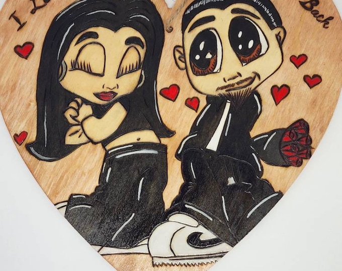 Chicano Love Heart in Color, Anniversary Couple Art, Custom Cartoon ...