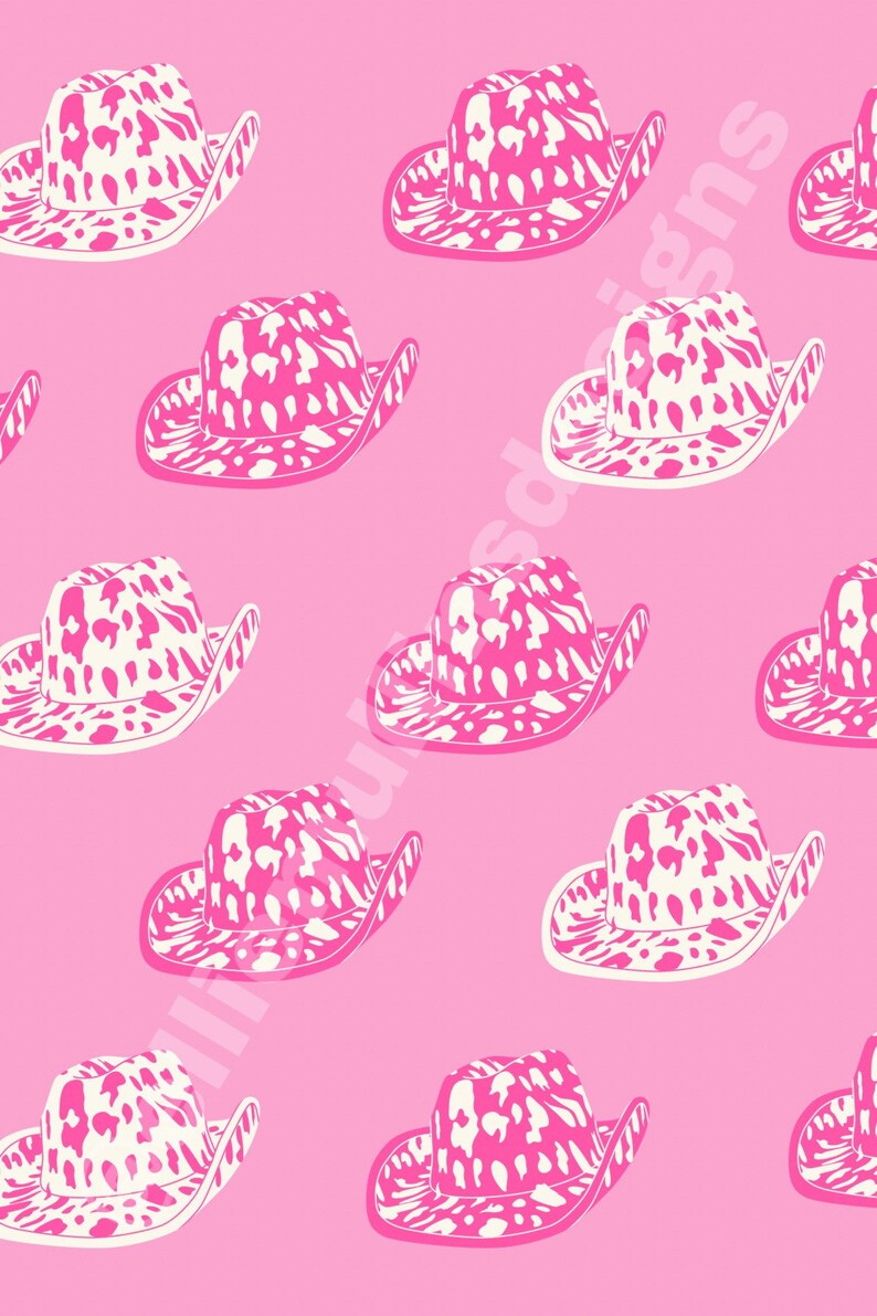 Preppy Pink Cowgirl Digital Prints - Etsy