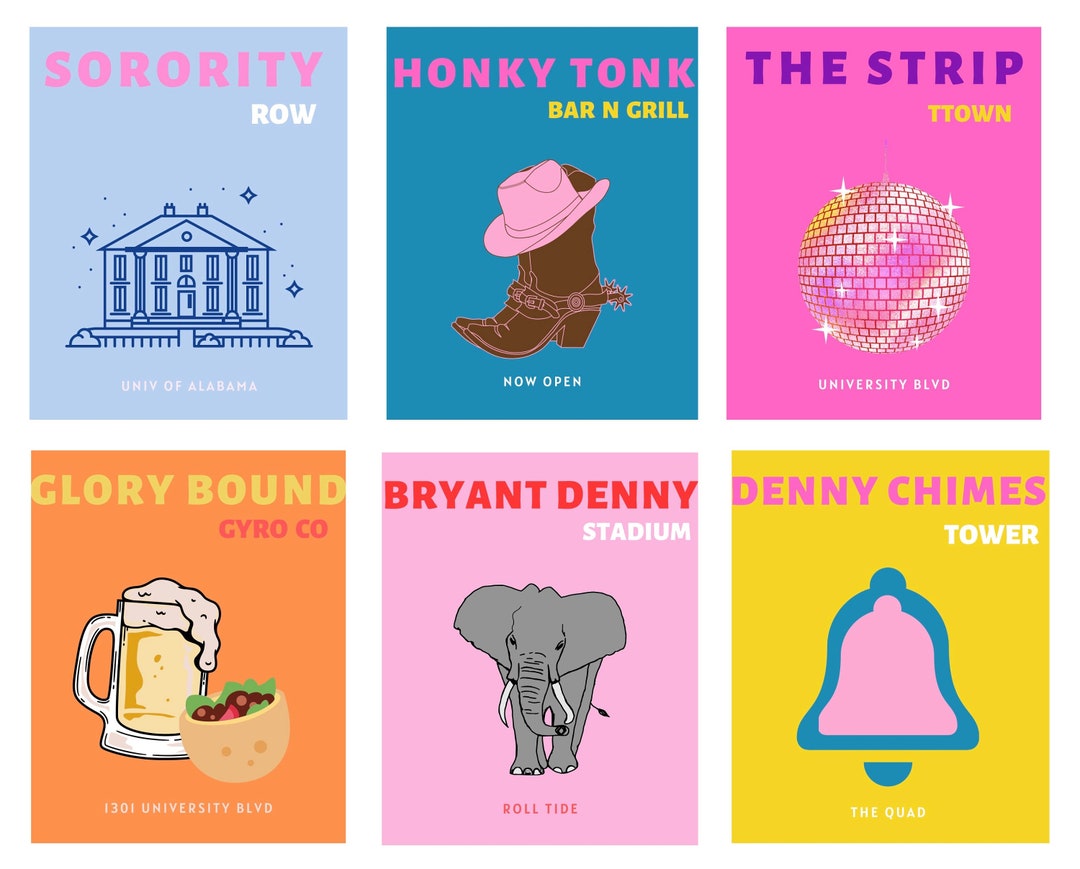 Pack of 18 University of Alabama Preppy Wall Prints - Etsy