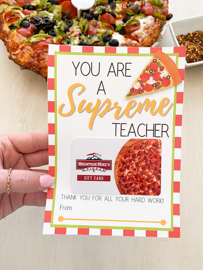 PRINTABLE Teacher Pizza Gift Thank You Appreciation Card | You're A ...