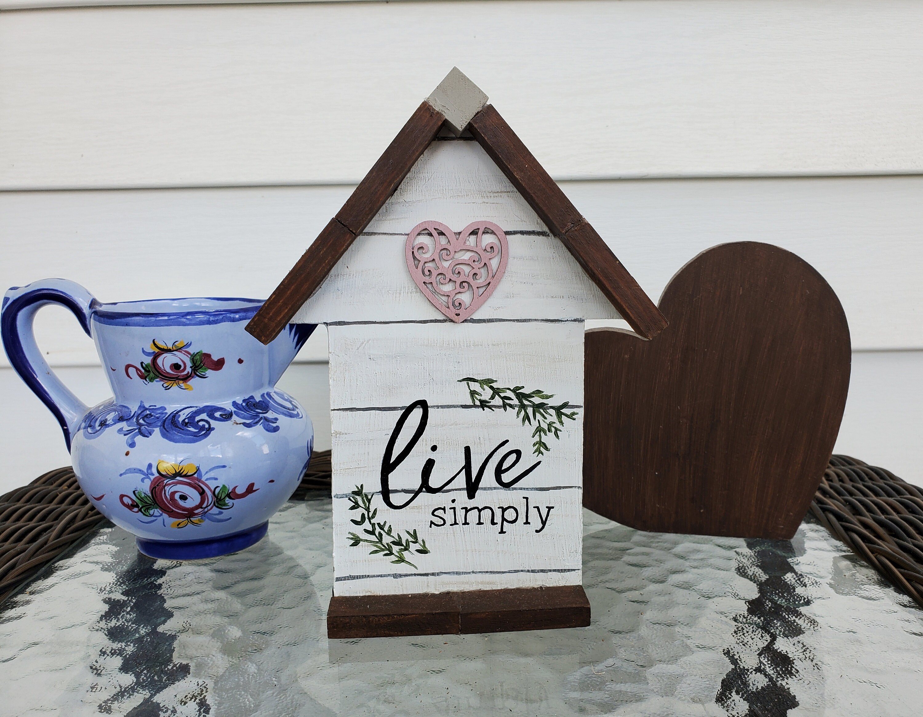 Live Simply Mini Cottagecore Sign, Rustic Farmhouse Tabletop Decor ...