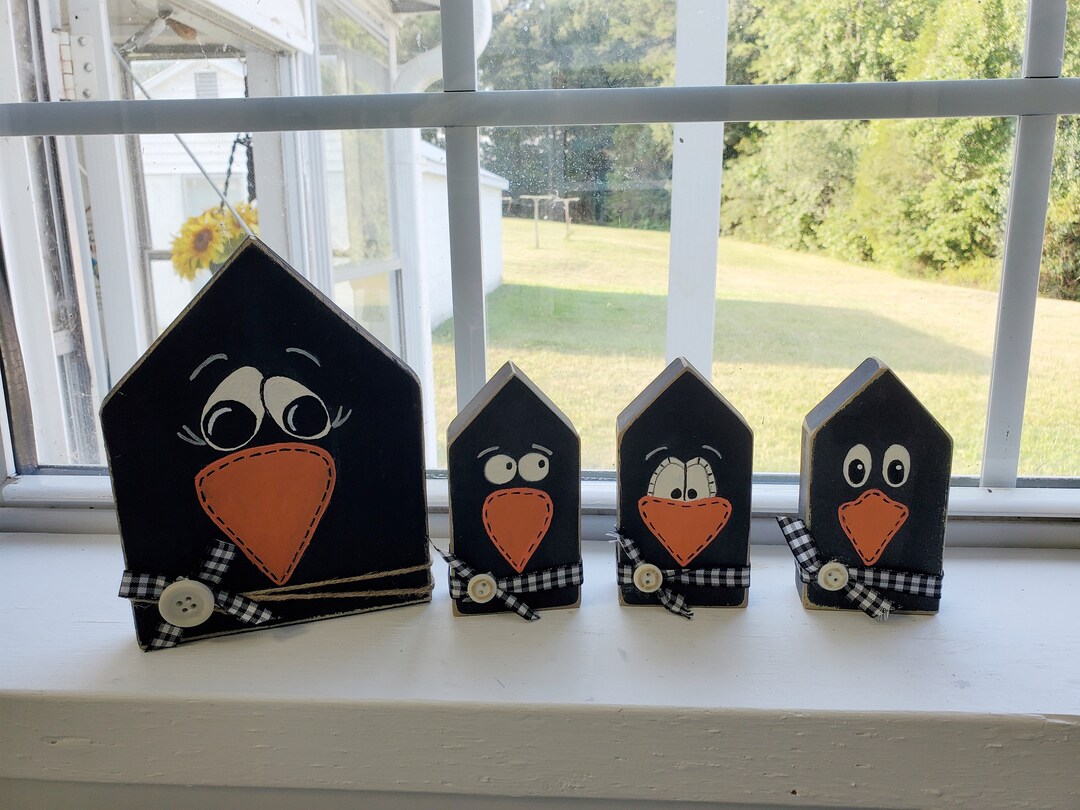 Black Crow Family Tiered Tray Decor, Rustic Primitive Colonial ...