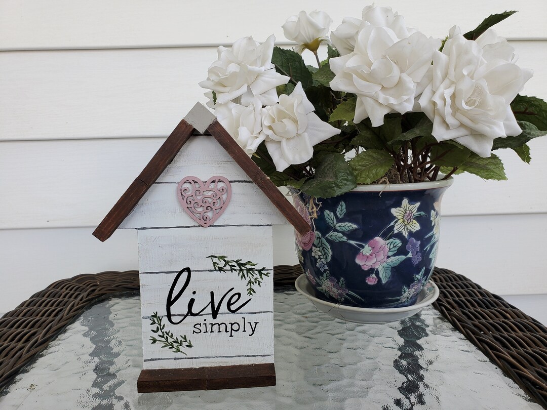 Live Simply Mini Cottagecore Sign, Rustic Farmhouse Tabletop Decor ...