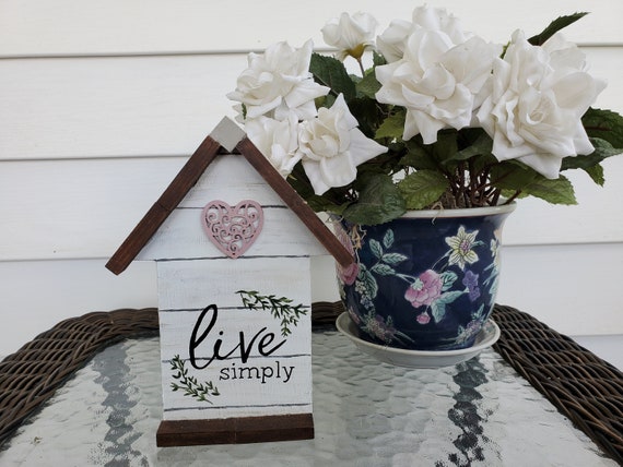 Live Simply Mini Cottagecore Sign Rustic Farmhouse Tabletop - Etsy