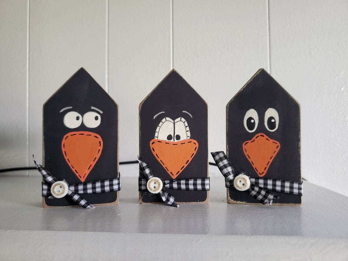 Black Crow Family Tiered Tray Decor, Rustic Primitive Colonial ...