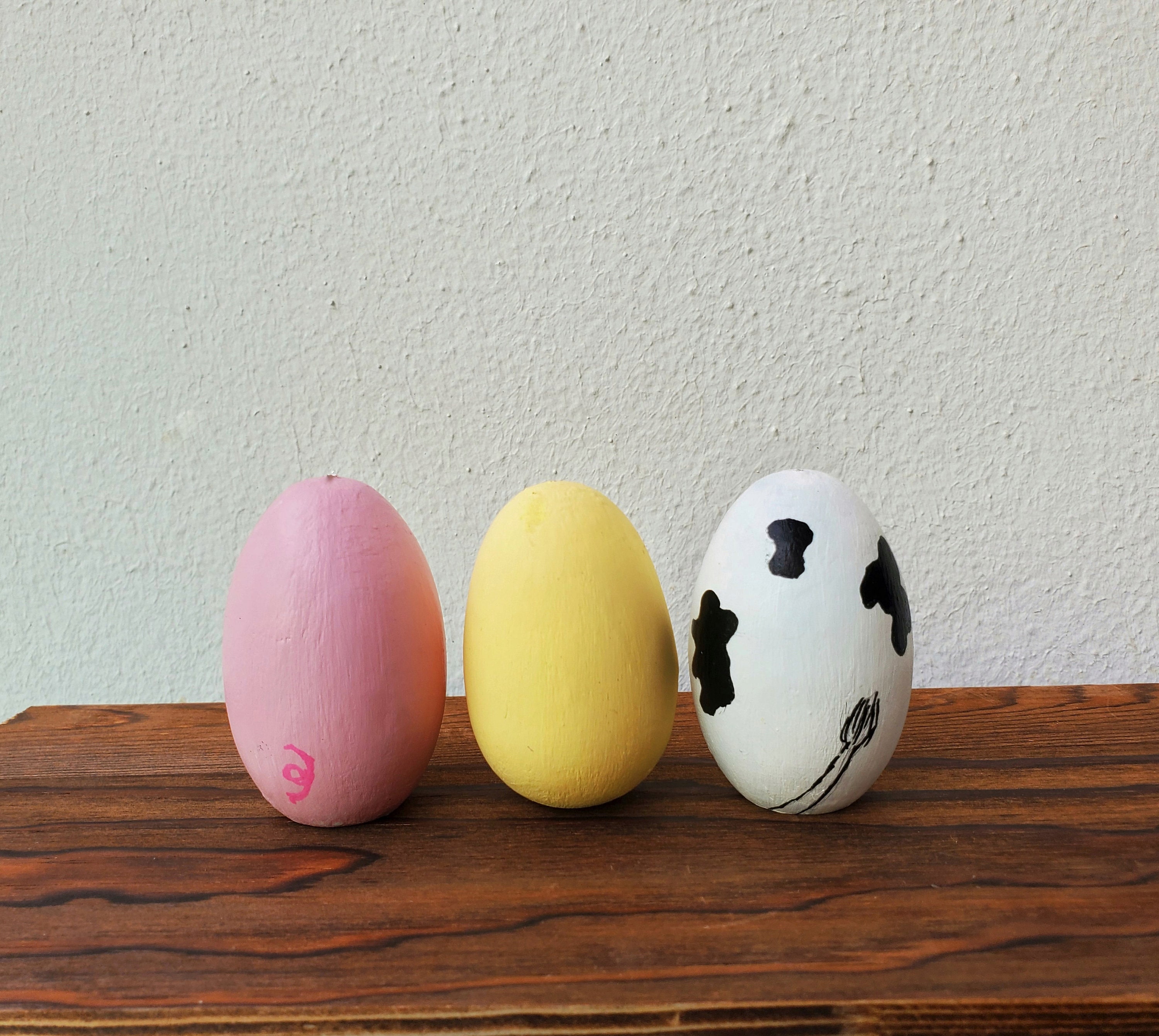 Painted Wood Easter Eggs (set of 3), Barnyard Farm Animal Decor, Cow ...