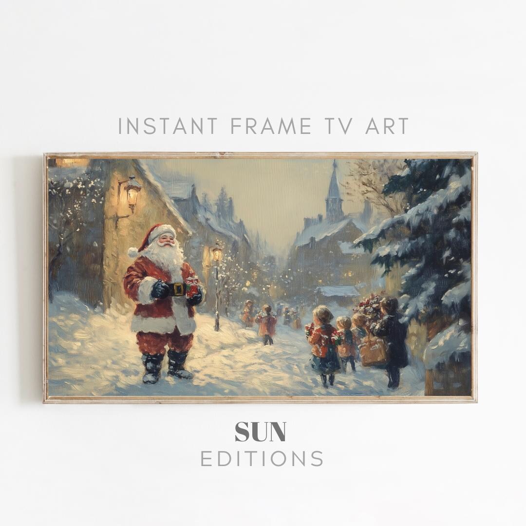 Vintage Santa Portrait Art for Frame TV - Christmas Decor - Rustic ...