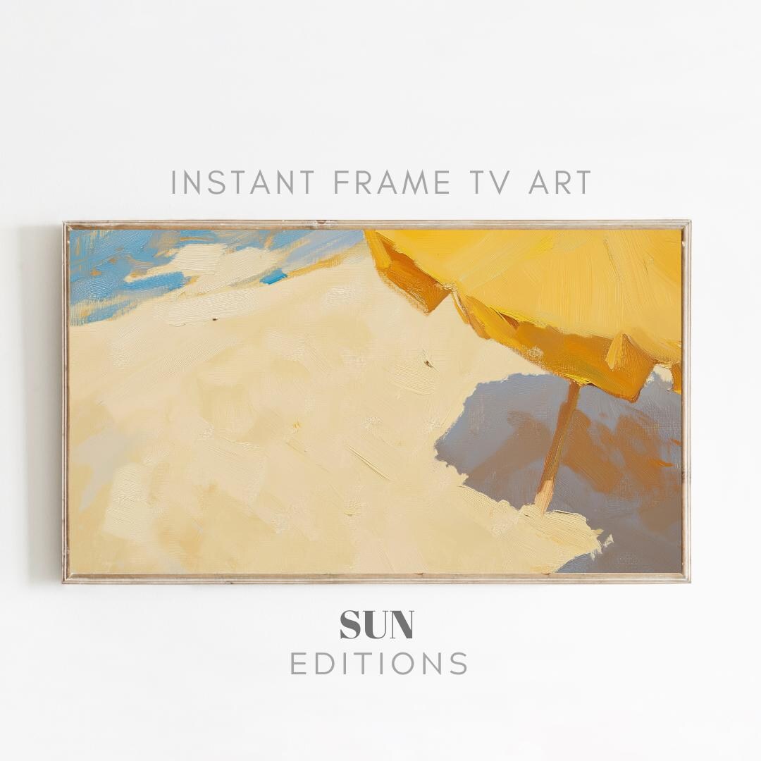 Samsung Frame TV Art Beach Umbrella Colorful Painting, Samsung Frame TV ...