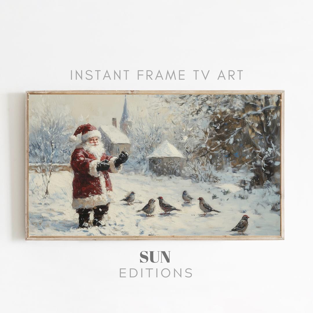 Vintage Santa Portrait Art for Frame TV - Christmas Decor - Animal ...