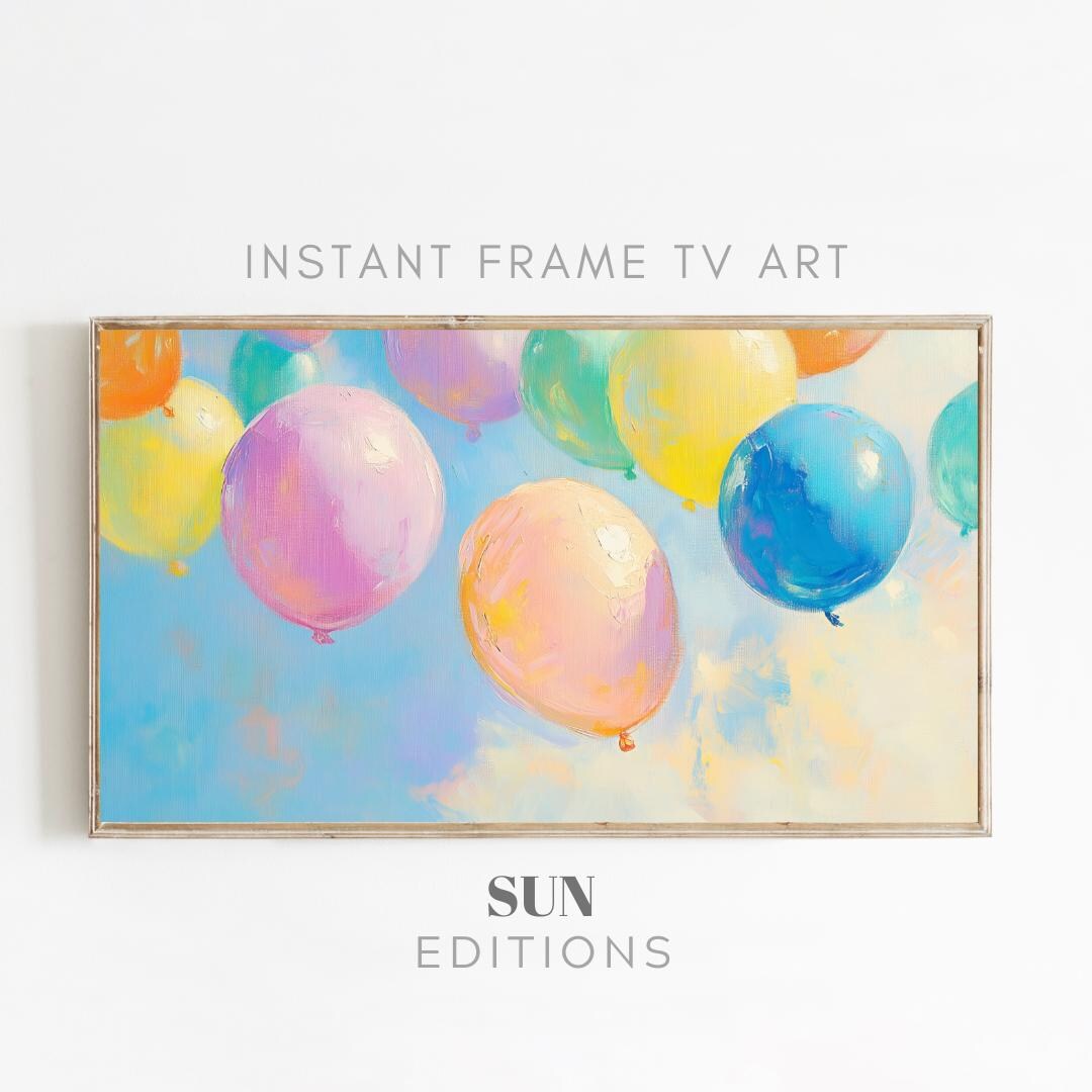 Samsung Frame TV Happy Birthday Art Balloons Sky Vibrant Painting ...