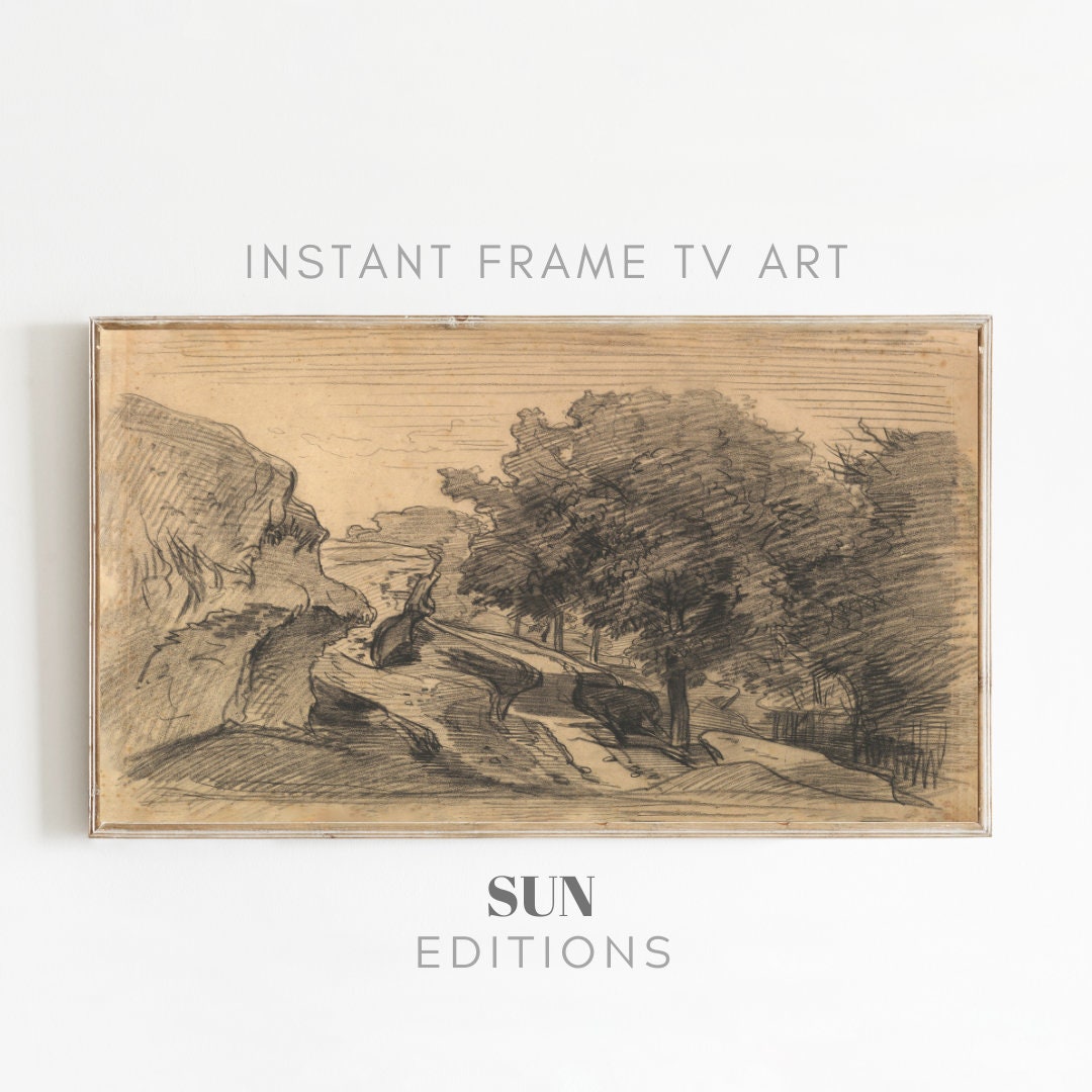 Samsung Frame TV Art Vintage Sketch | Trees Drawing | the Frame Art ...