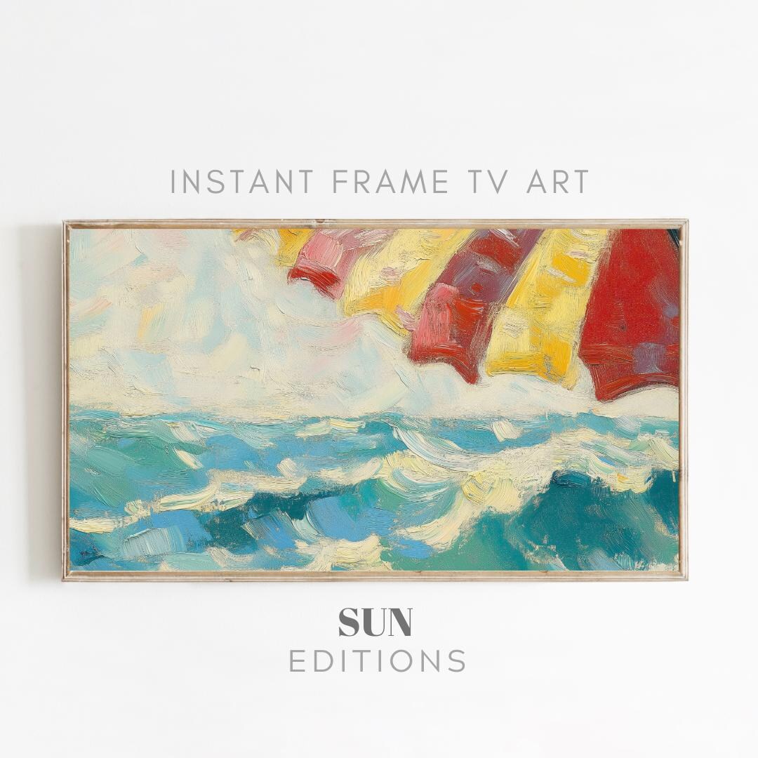 Abstract Impasto Beach Umbrella Samsung Frame TV Joyful Tv Art ...