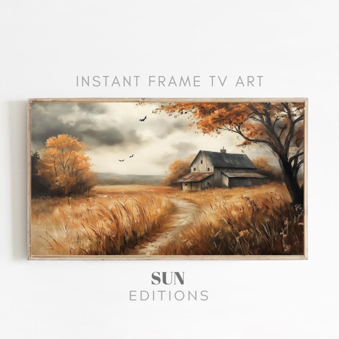 Autumn Farmhouse Landscape Frame TV Art, Rustic Country Art for TV ...