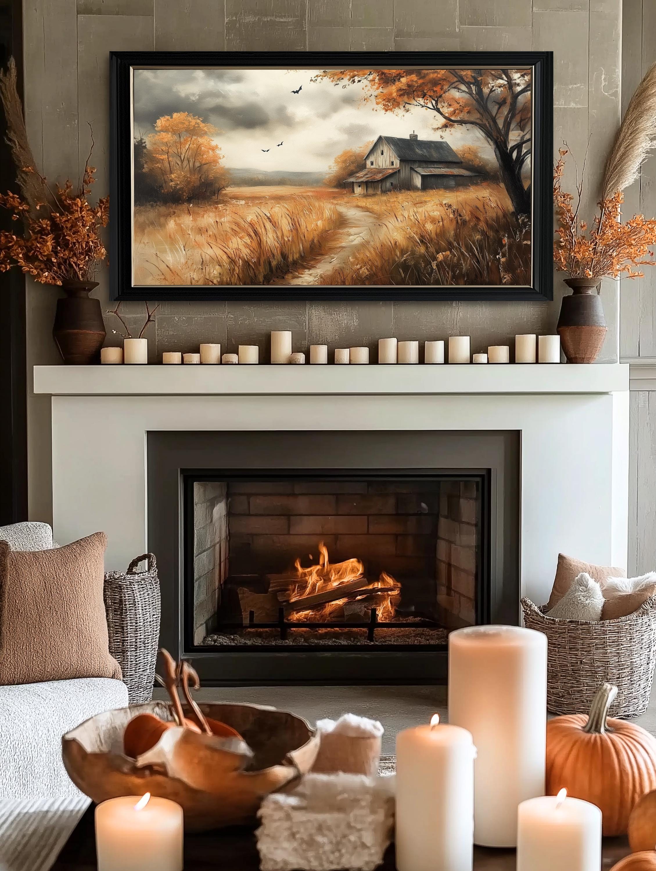 Autumn Farmhouse Landscape Frame TV Art, Rustic Country Art for TV ...