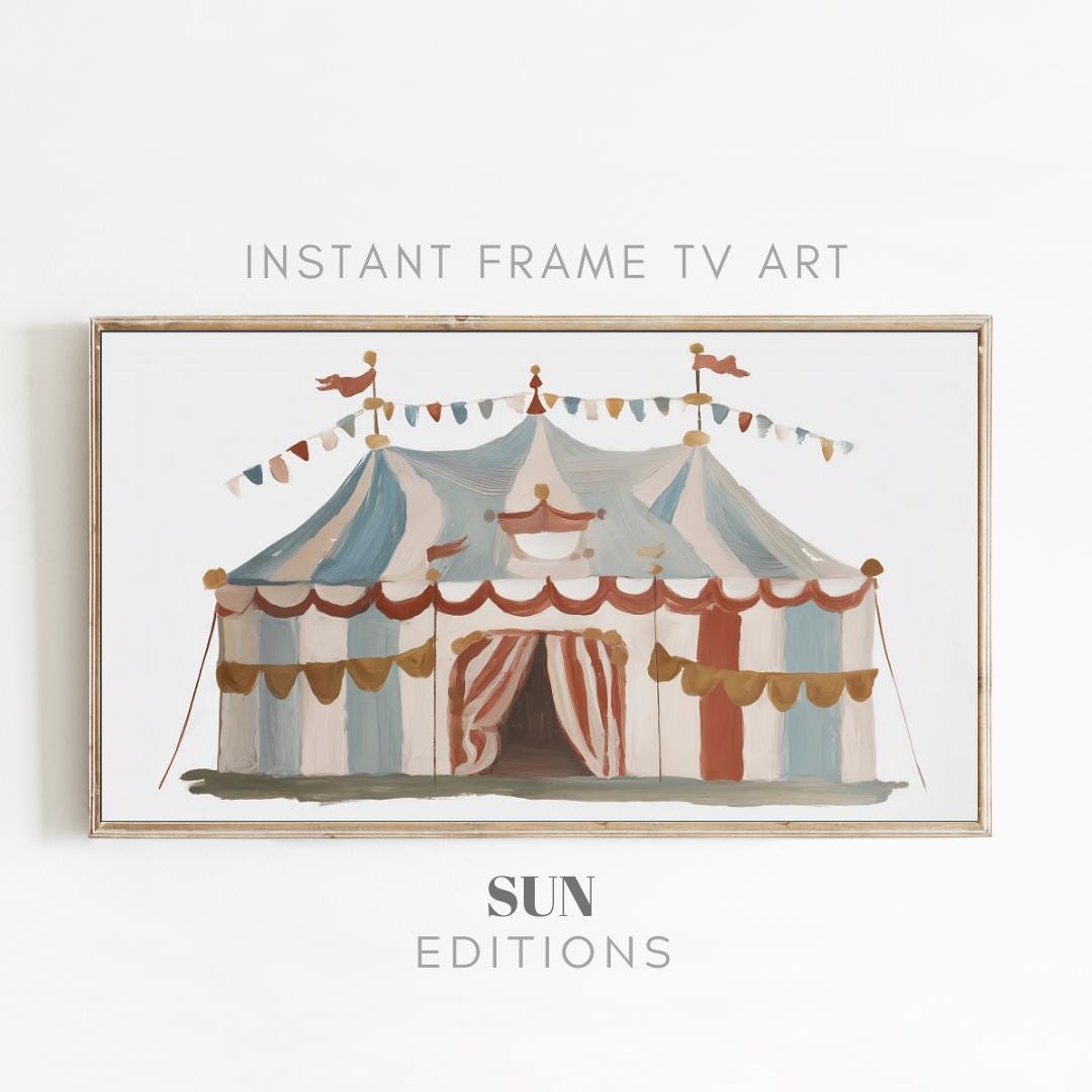 Arte para TV Samsung Frame com tema de circo vintage, pintura infantil ...