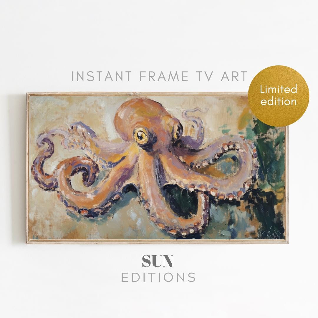Octopus Painting Samsung Frame Tv Art | Textured Painting TV Frame ...