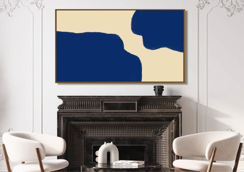 Samsung Frame TV Art Modern Painting, Blue Beige Abstract, Minimalist ...