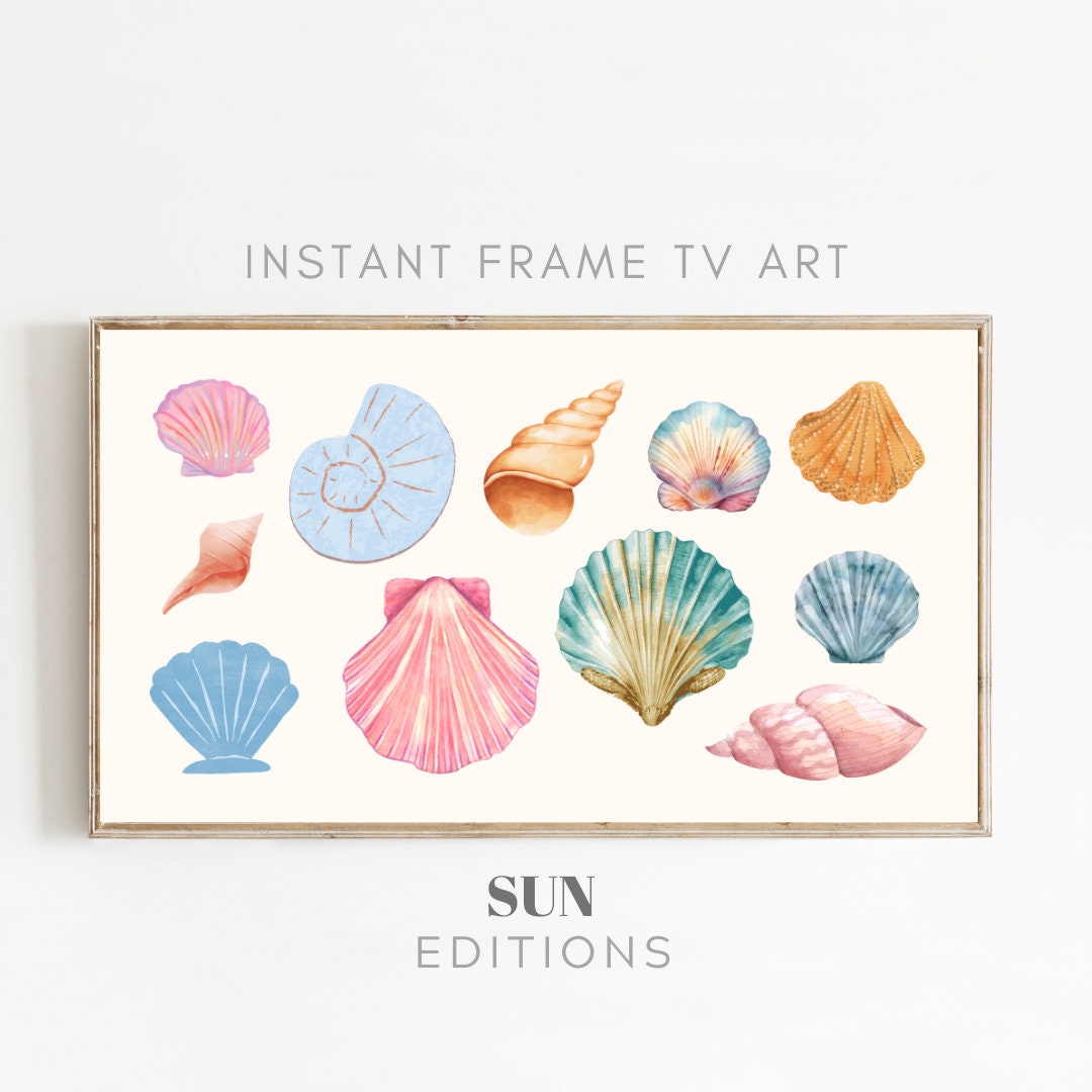 Coastal Cowgirl Seashell Samsung Frame TV Art, Seashell Art, Beach Room ...