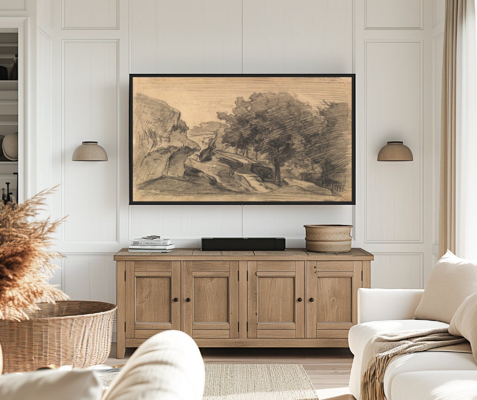Samsung Frame TV Art Vintage Sketch | Trees Drawing | the Frame Art ...