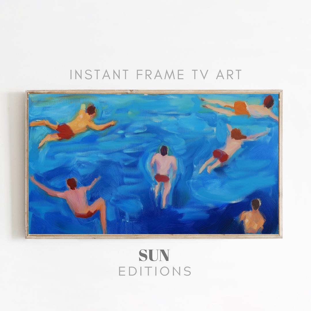 Samsung Frame TV Art Swimmers Modern Summer Painting 4K Art Instant ...