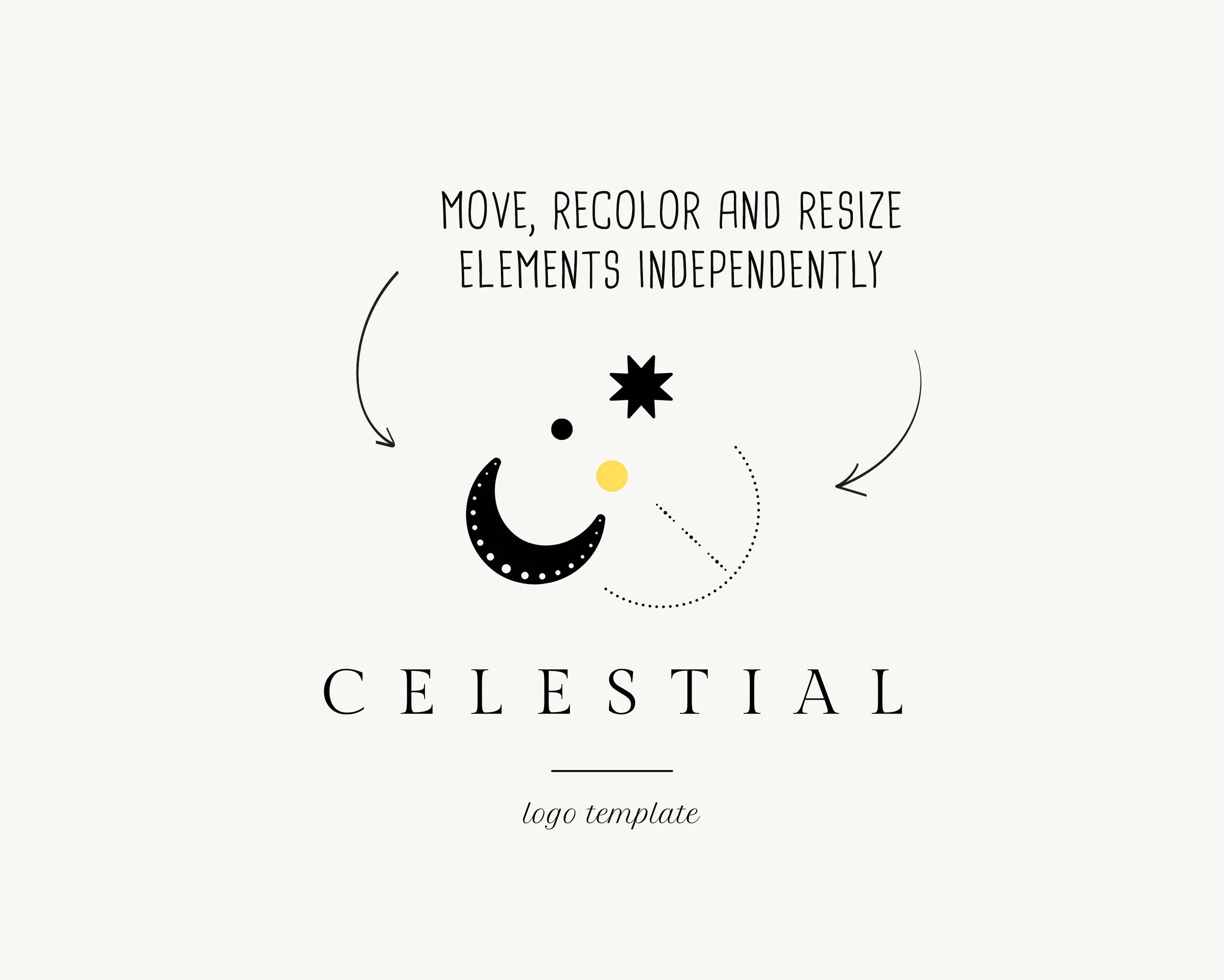 Celestial Logo, Moon Logo, Stars Logo, Spiritual Logo Design, Magic ...