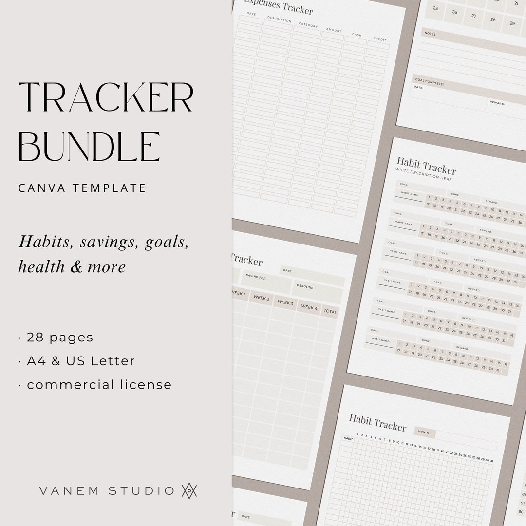PLR Editable Tracker, Tracker Printable, Finance Tracker Monthly, Habit ...