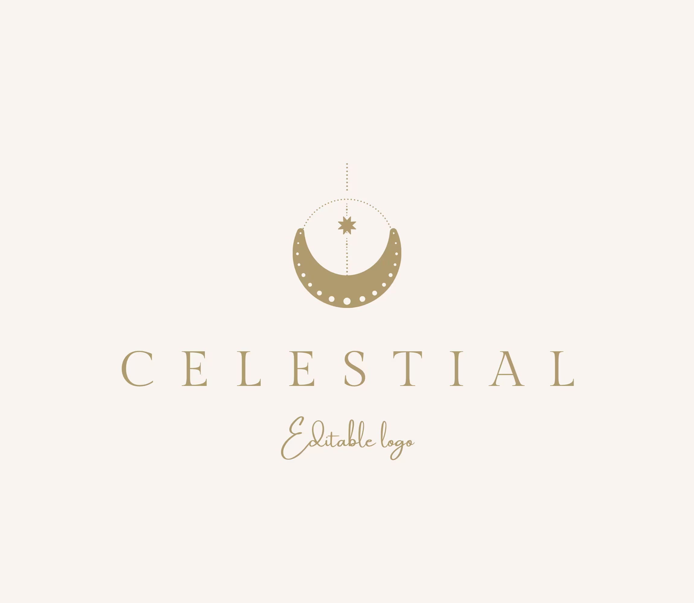 Celestial Logo, Moon Logo, Stars Logo, Spiritual Logo Design, Magic ...