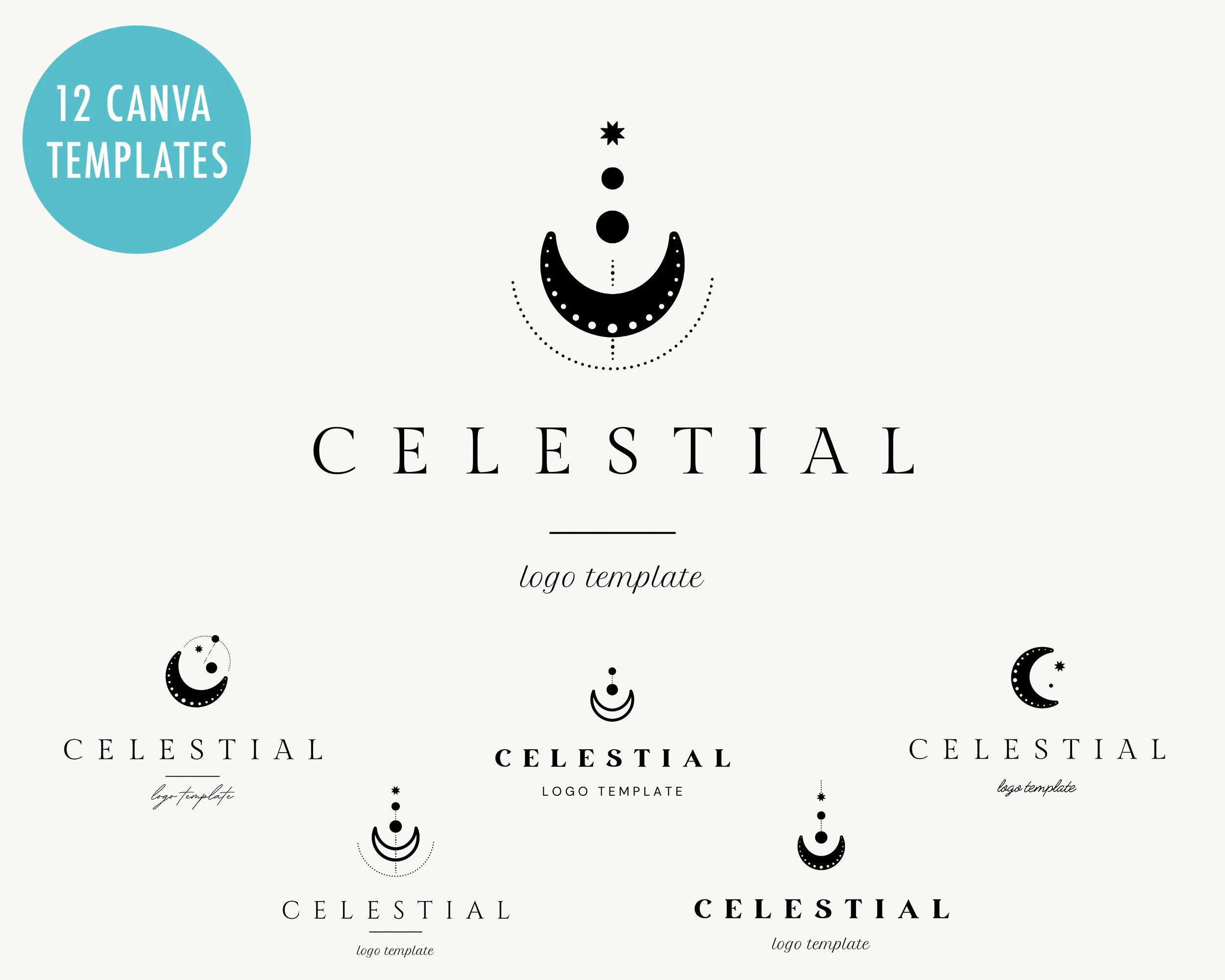 Celestial Logo, Moon Logo, Stars Logo, Spiritual Logo Design, Magic ...