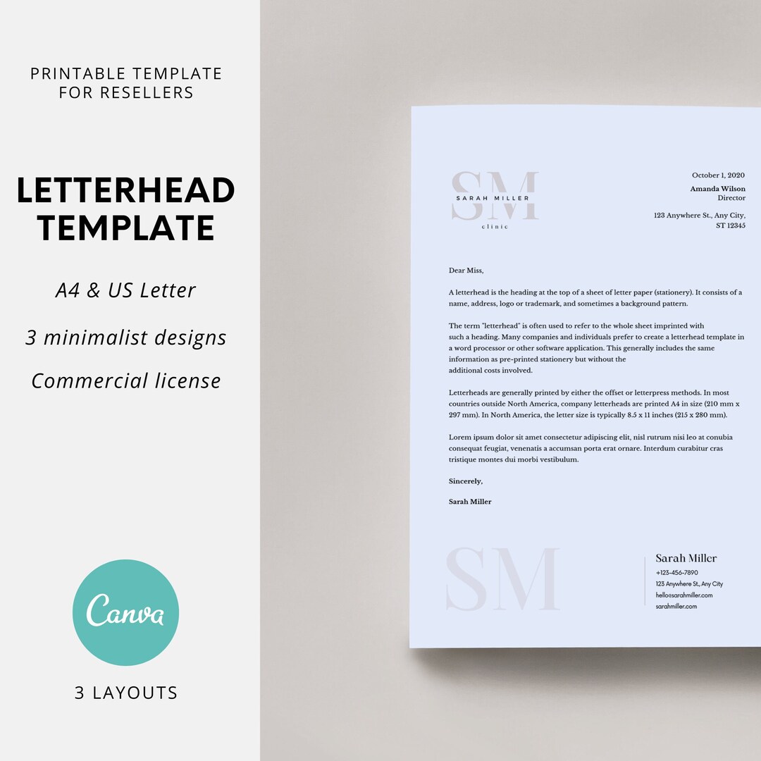 PLR Editable Letterhead Template Canva Commercial Use, Letter and A4 ...