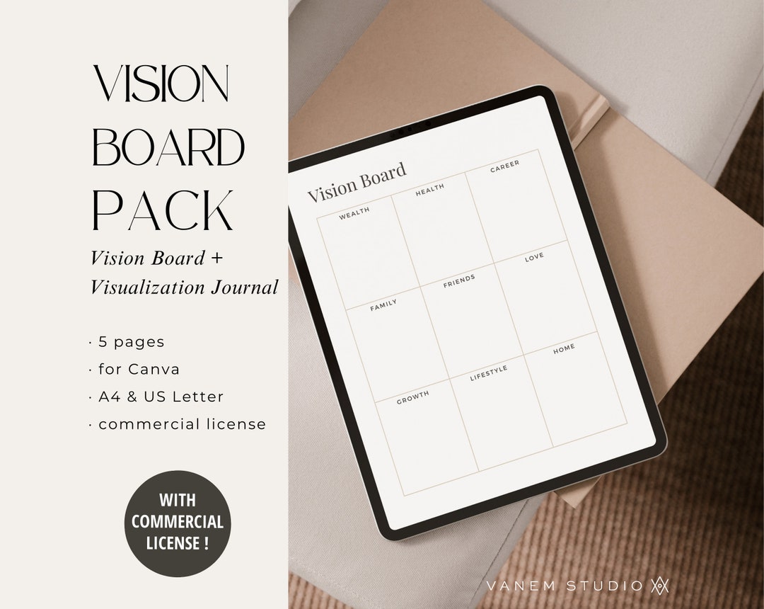 Vision Board Template, Visualization Template Canva Commercial Use ...