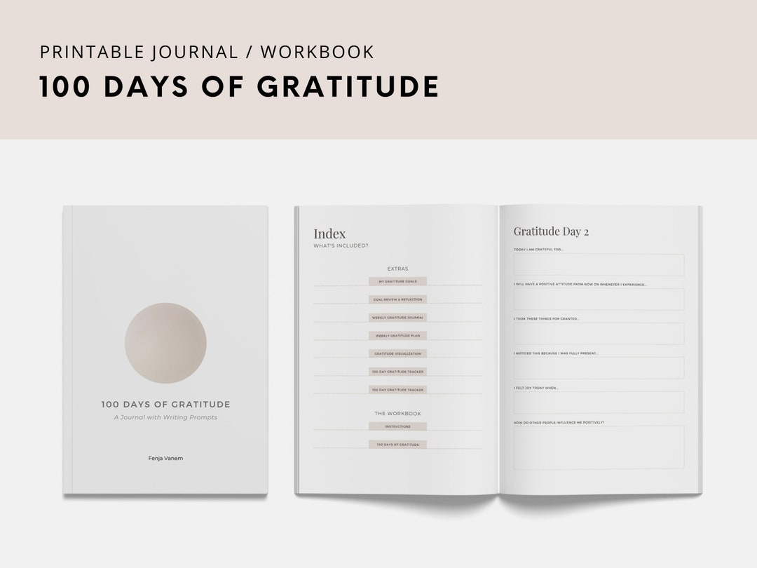 Gratitude Journal Printable, Gratitude Challenge, 100 Days, Gratitude ...