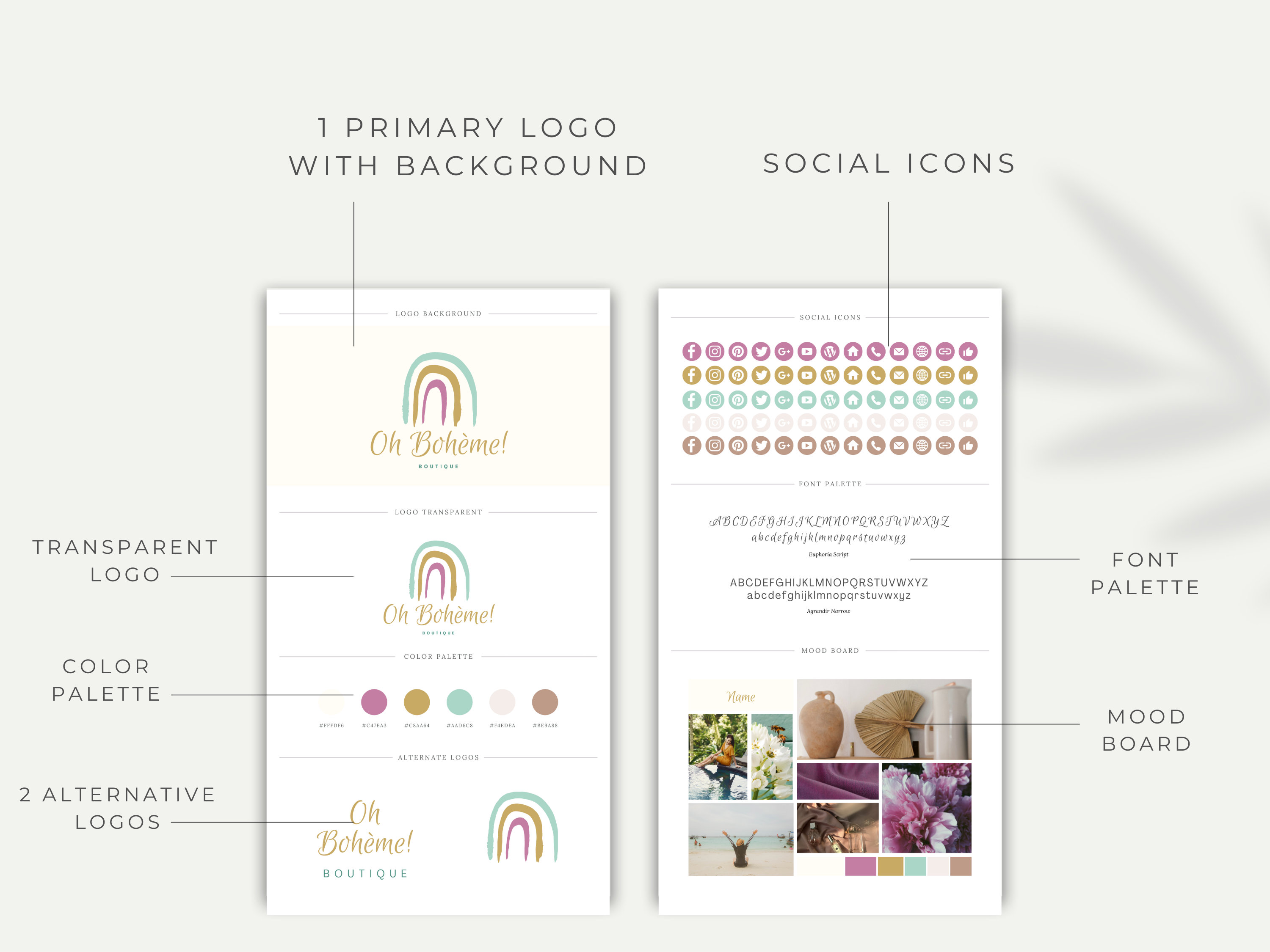 Rainbow Logo Template Canva Logo Template Boutique Whimsical - Etsy