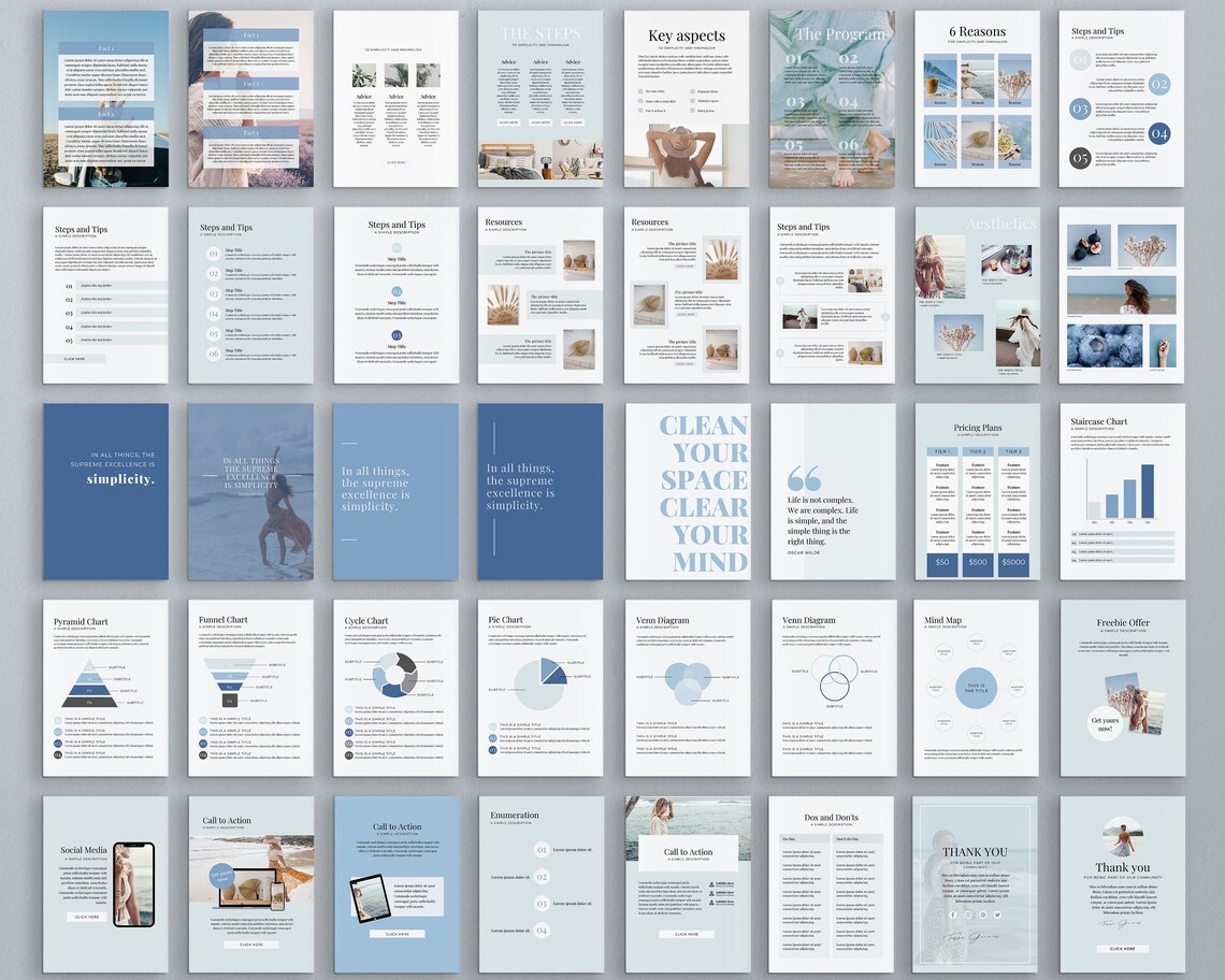 Ebook Template Blue, Blue Ebook Template Canva, Freebie Template, Ebook ...