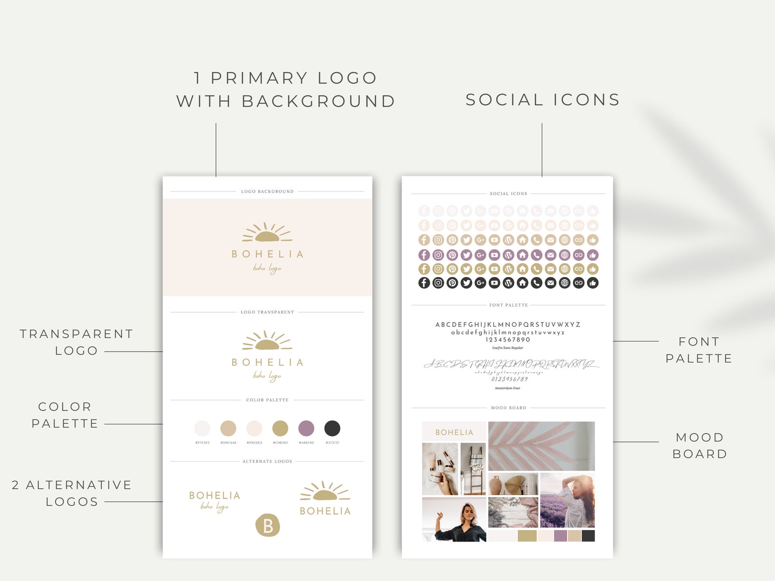 Sun Logo Template Canva, Canva Brand Kit Template, Brand Board Template ...