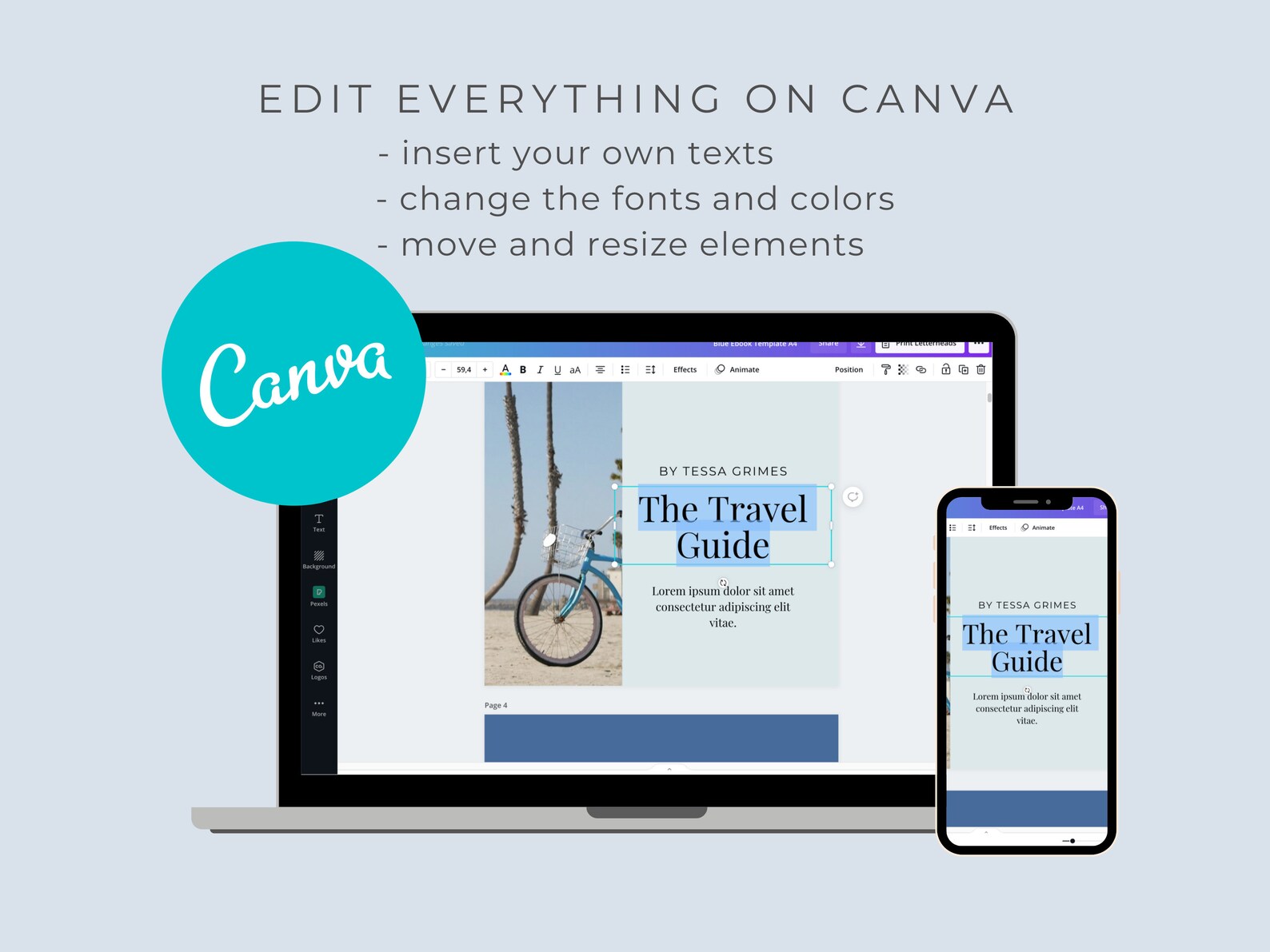 Ebook Template Blue, Blue Ebook Template Canva, Freebie Template, Ebook ...