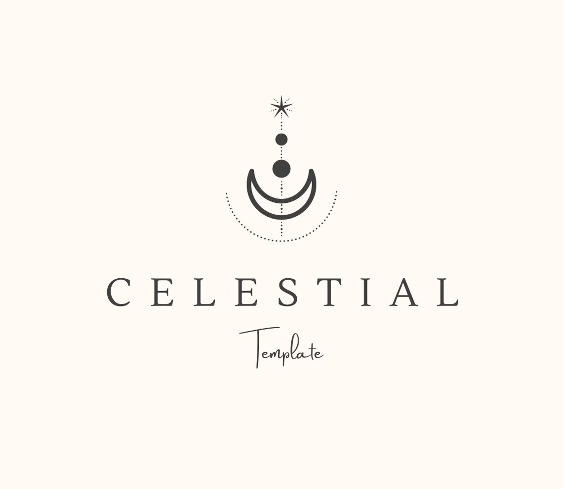 Celestial Logo, Moon Logo, Stars Logo, Spiritual Logo Design, Magic ...