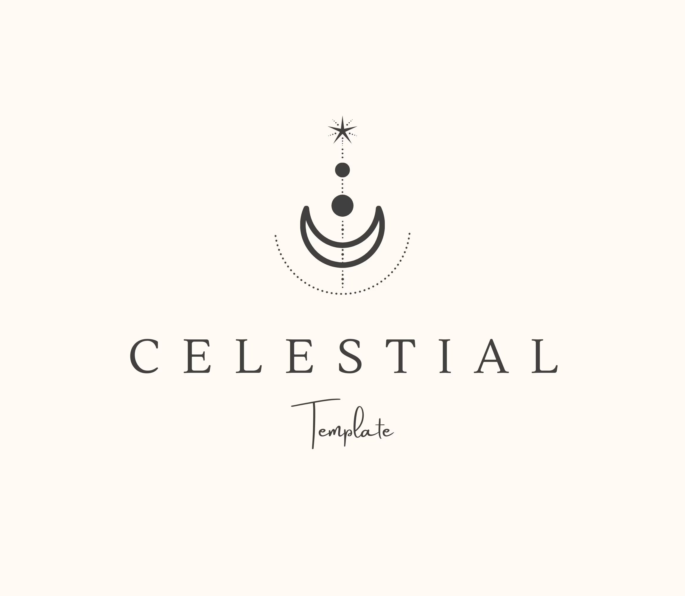 Celestial Logo, Moon Logo, Stars Logo, Spiritual Logo Design, Magic ...